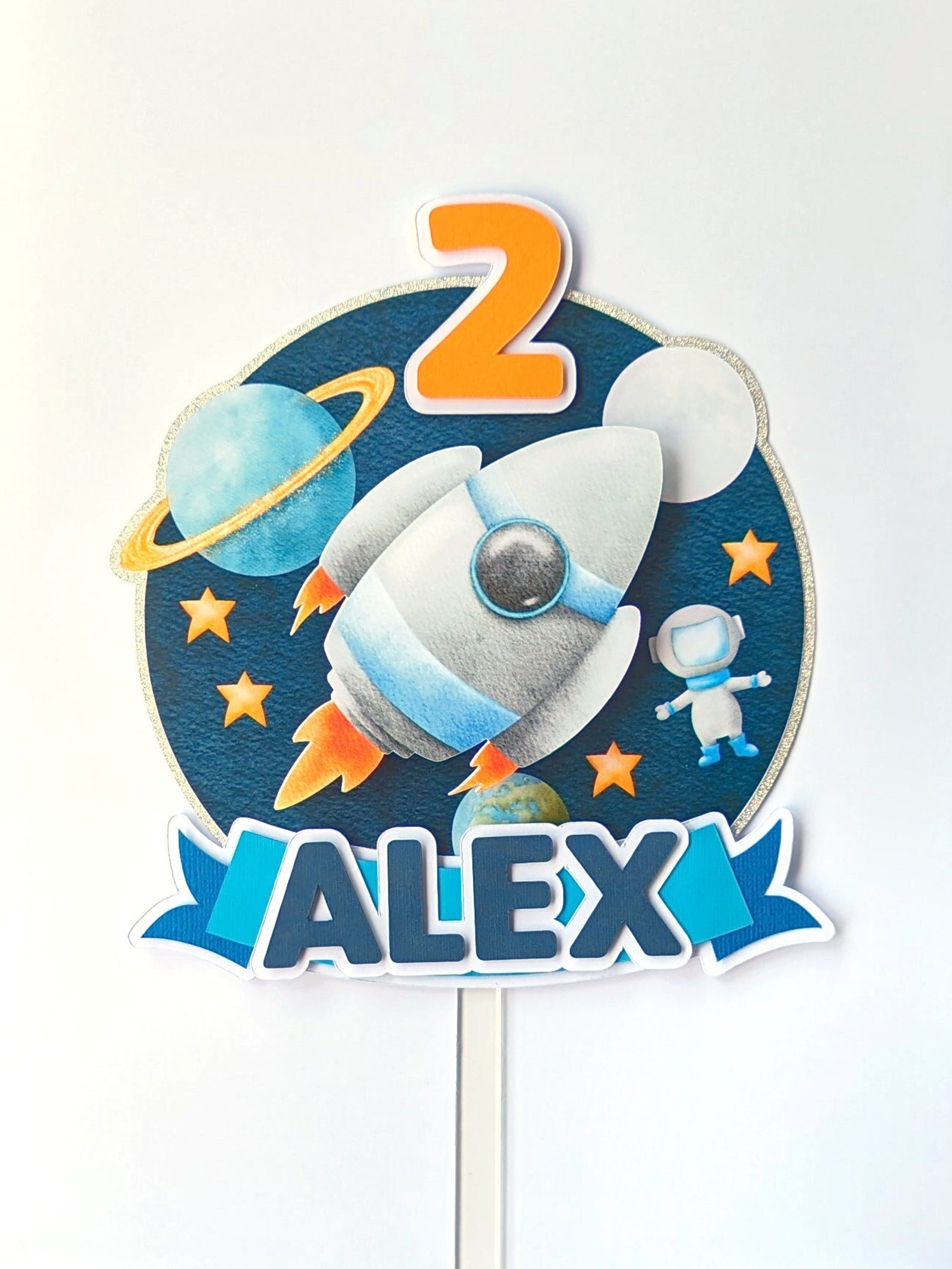 Space Themed Cake Topper, Personalised Cake Topper, Custom Made ...