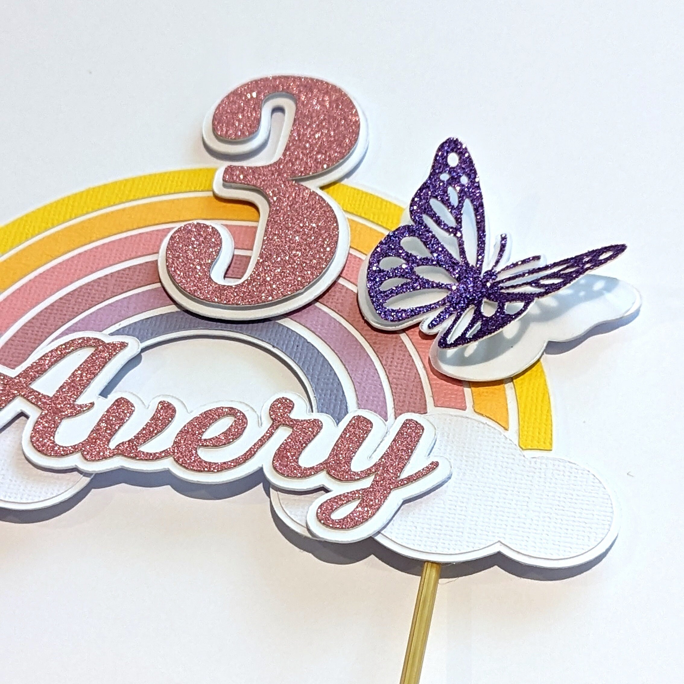Pastel Rainbow Cake Topper Personalised Cake Topper One Year - Etsy