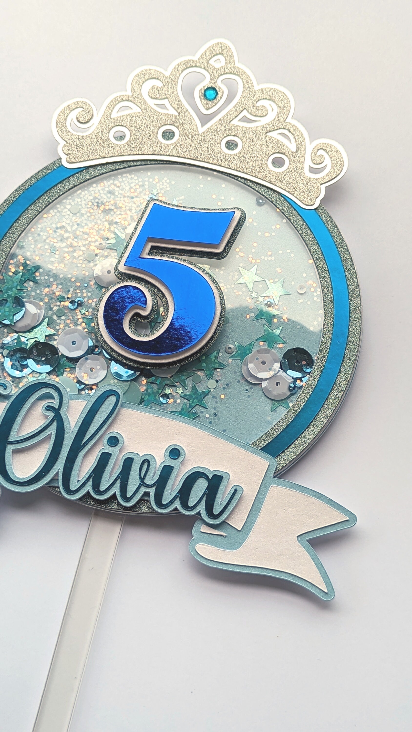 Princess Cake Topper Pink Glitter Personalised One Year Old Shaker ...