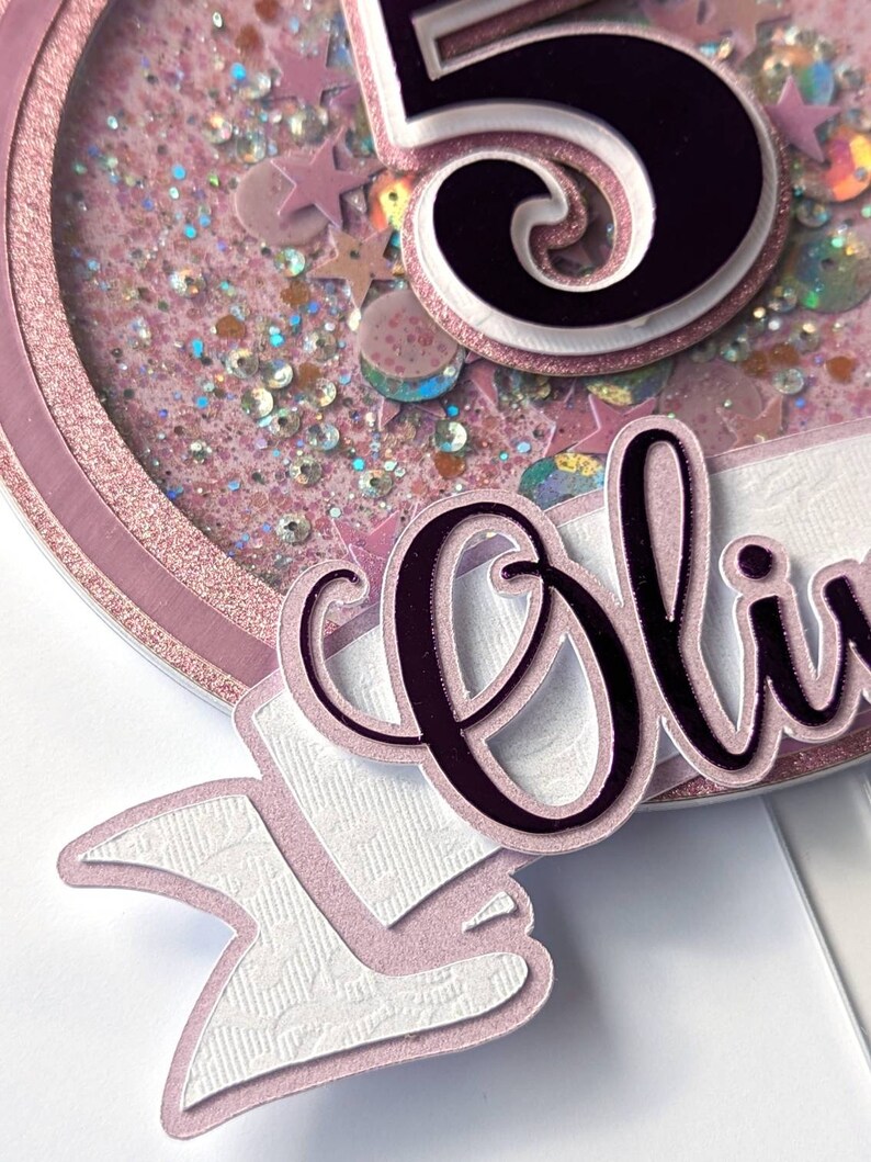 Princess Cake Topper Pink Glitter Personalised One Year Old - Etsy