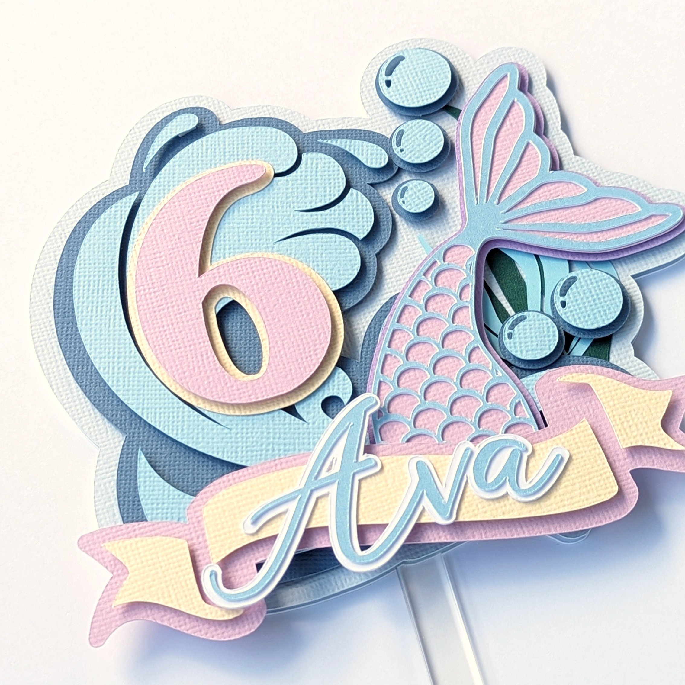 Pastel Mermaid Cake Topper Personalised Cake Topper Custom - Etsy