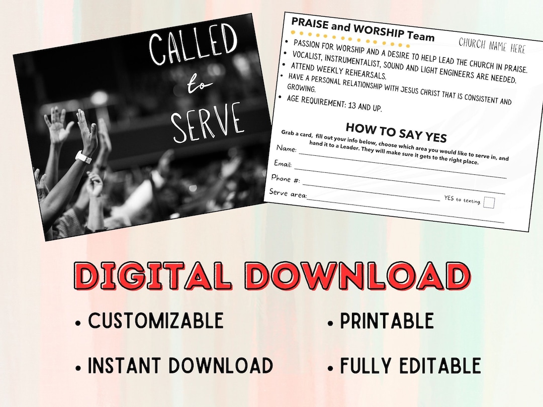 Church Serve Card Template, Canva Church Commit Card Called to Serve ...