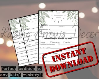 Church Nursery Information Sheet, Children's Ministry, Infant Info ...