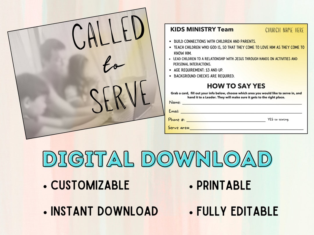 Church Serve Card Template, Canva Church Commit Card Called to Serve ...
