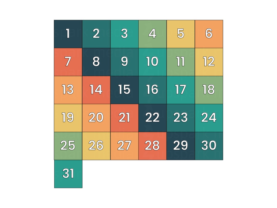 Month Days 1-31 Printable, Classroom Days of the Month, Days of the ...