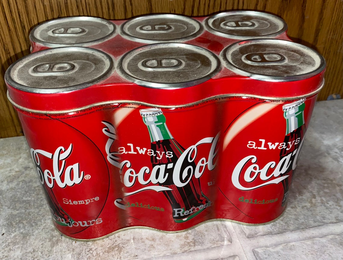 Coca-cola Coke 6-pack Cans Collectible Tin 1998 and Vintage Coca Cola 6 ...