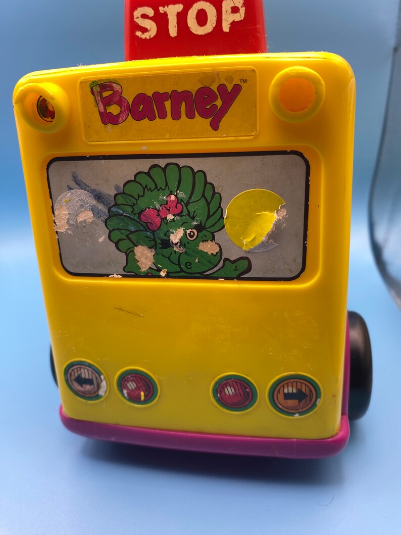 Barney School Bus. Push the Stop Button and It Moves the Bus - Etsy