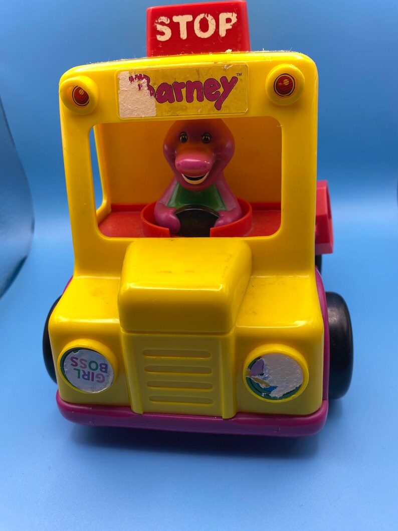 Barney School Bus. Push the Stop Button and It Moves the Bus - Etsy
