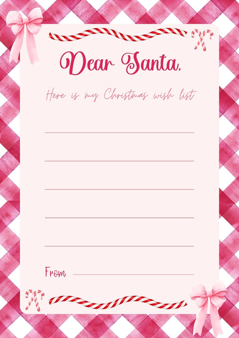 Printable Letter to Santa Claus - INSTANT DOWNLOAD - Dear Santa Letter ...