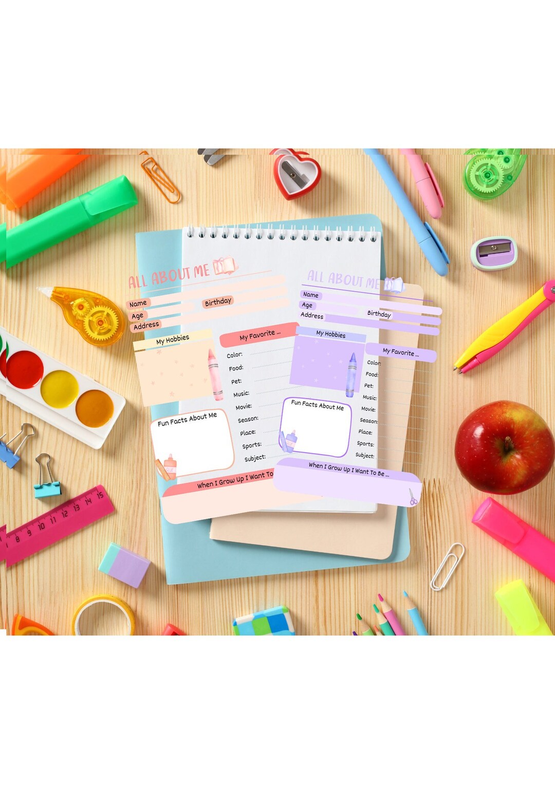 Back to School Bundle | All About Me Printable Questionnaire for Kids ...