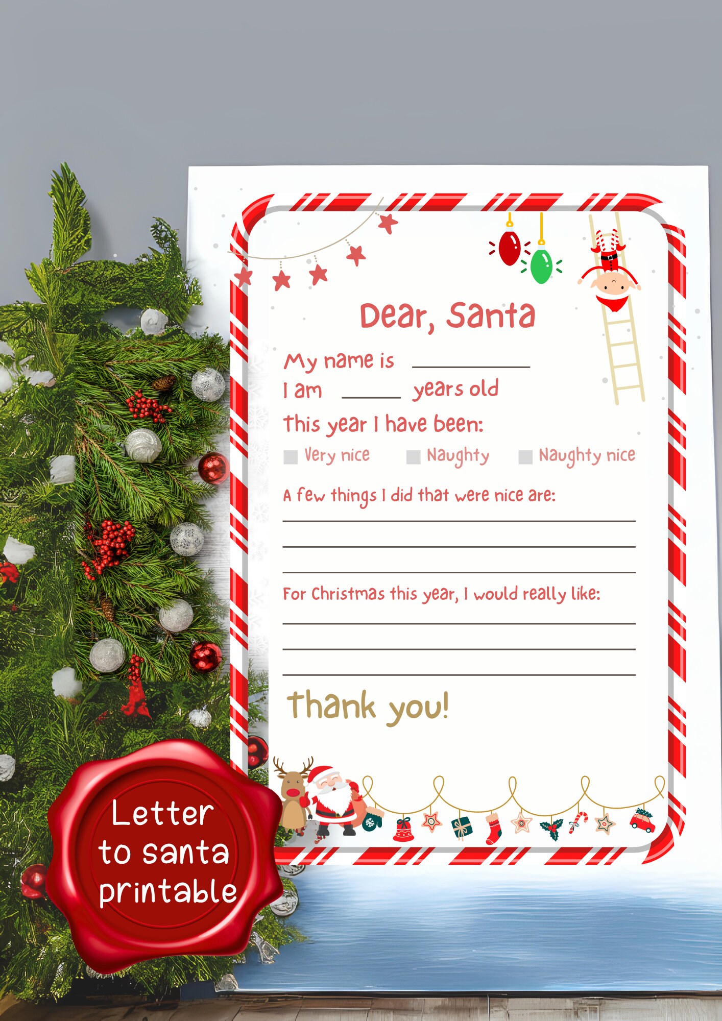 Letter to Santa Printable, Kids Letter to Santa, Letter to Santa Claus ...