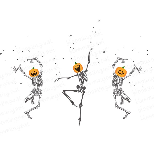 Dancing Skeleton With Pumpkin Head Png - Etsy