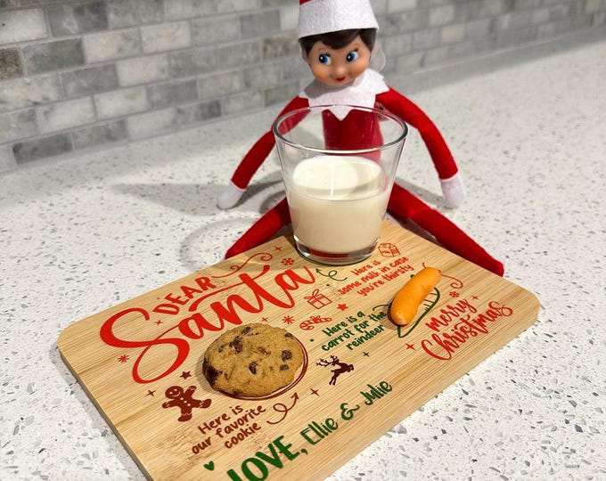 Personalized Santa Cookie Tray, Santa Board, Santa Cookie and Milk Tray ...