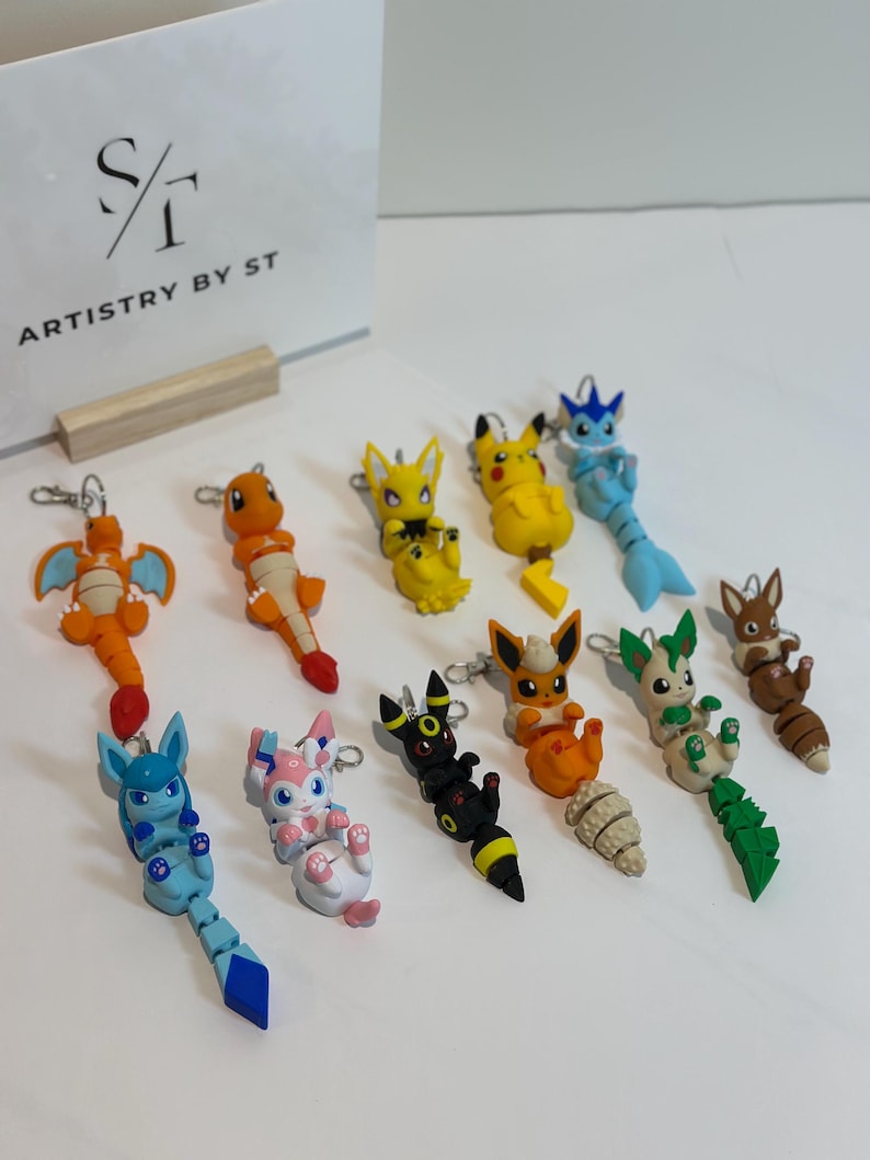 Articulated Pocket Monster Keychains, Flexi Pocket Monsters, 4 Inch ...