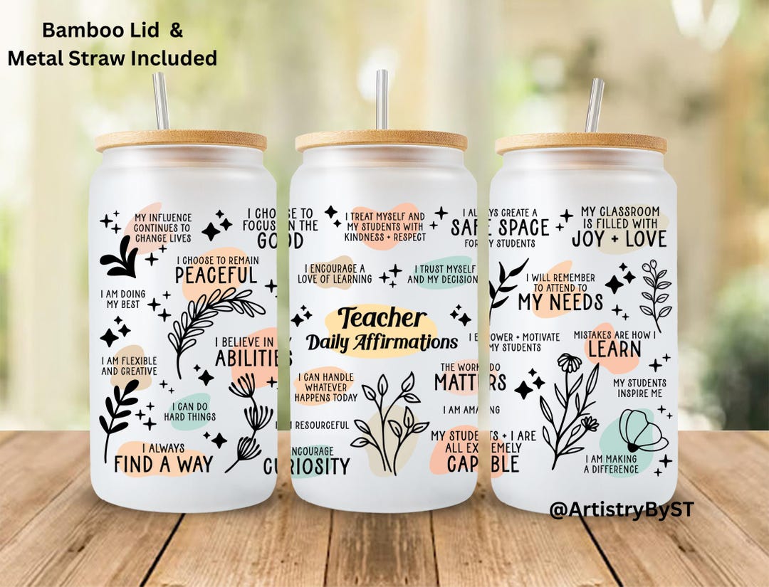 Teacher Affirmations| Motivational Beer Can Cup 16 Oz | Teacher Present ...