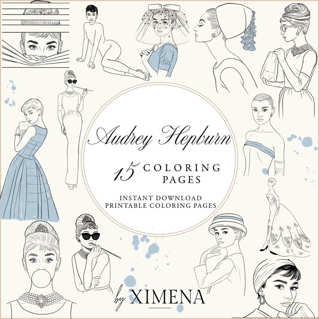 Audrey Hepburn Coloring Pages – 15 Printable Fashion Illustrations ...