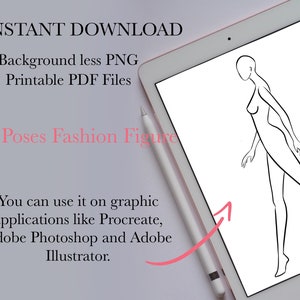 Fashion Figures 25 POSES TEMPLATES Pack • Printable Pdf • PNG • Instant ...