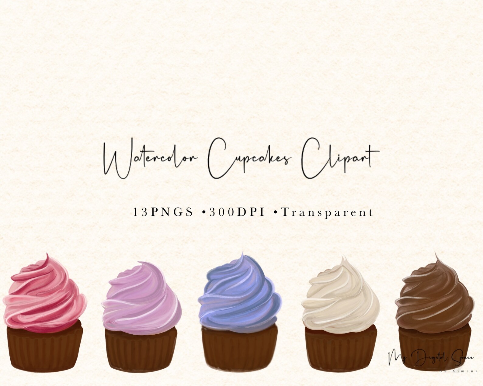 Watercolor Cupcake Clipart | Chocolate Cupcake PNG | Food Clipart for ...