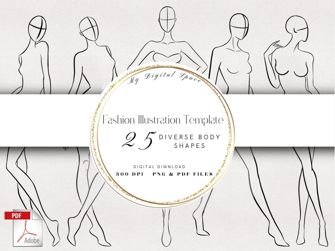 Fashion Figures 25 POSES TEMPLATES Pack • Printable Pdf • PNG • Instant ...