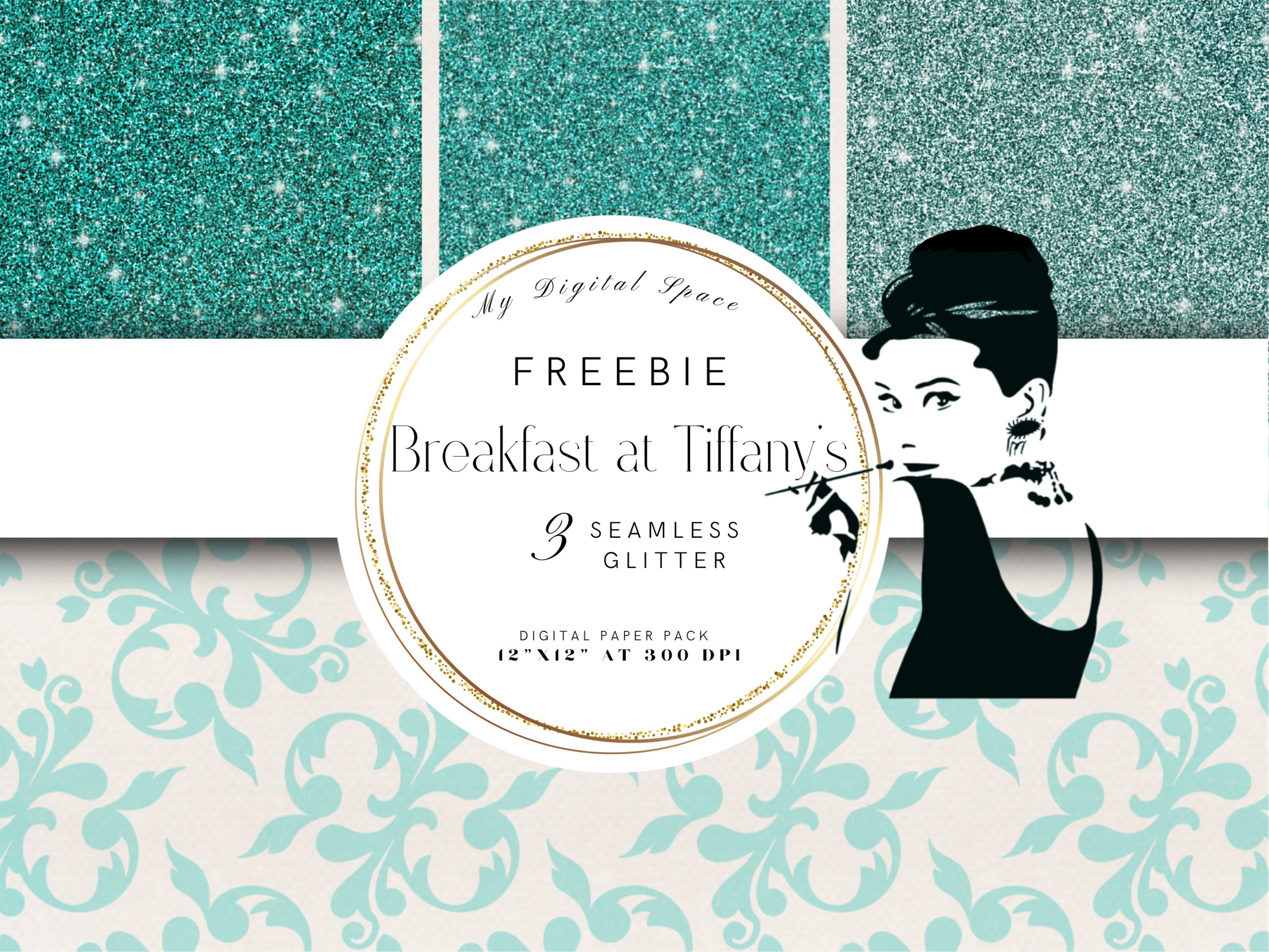 FREEBIE, Breakfast at Tiffany's Seamless Glitter Digital Paper ...
