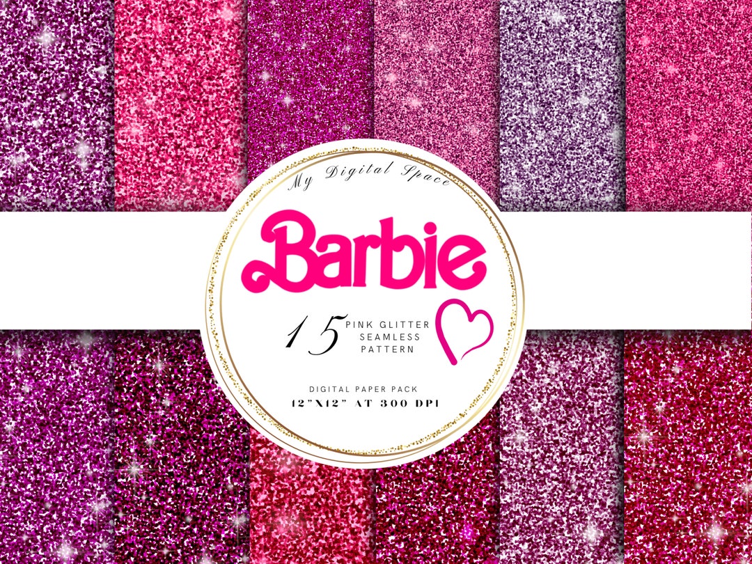 Barbie's Seamless Glitter Digital Paper, Seamless Digital Sparkly ...