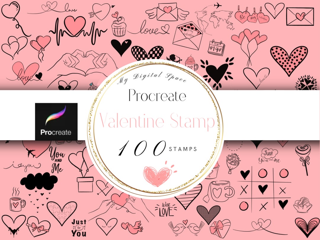 Procreate Love Stamps | Procreate Valentines Stamps | Procreate Hearts ...