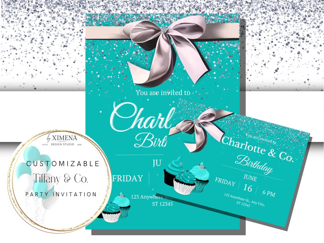 Tiffany-inspired Bridal Shower Invitation | Editable Canva Template ...