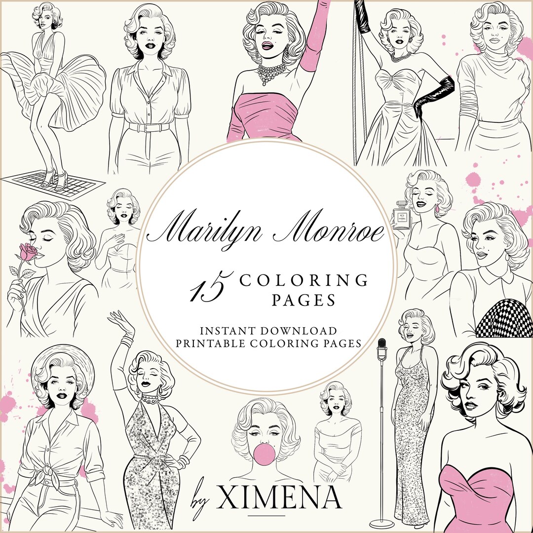 Marilyn Monroe Coloring Pages | Printable Adult Coloring Book | PDF ...