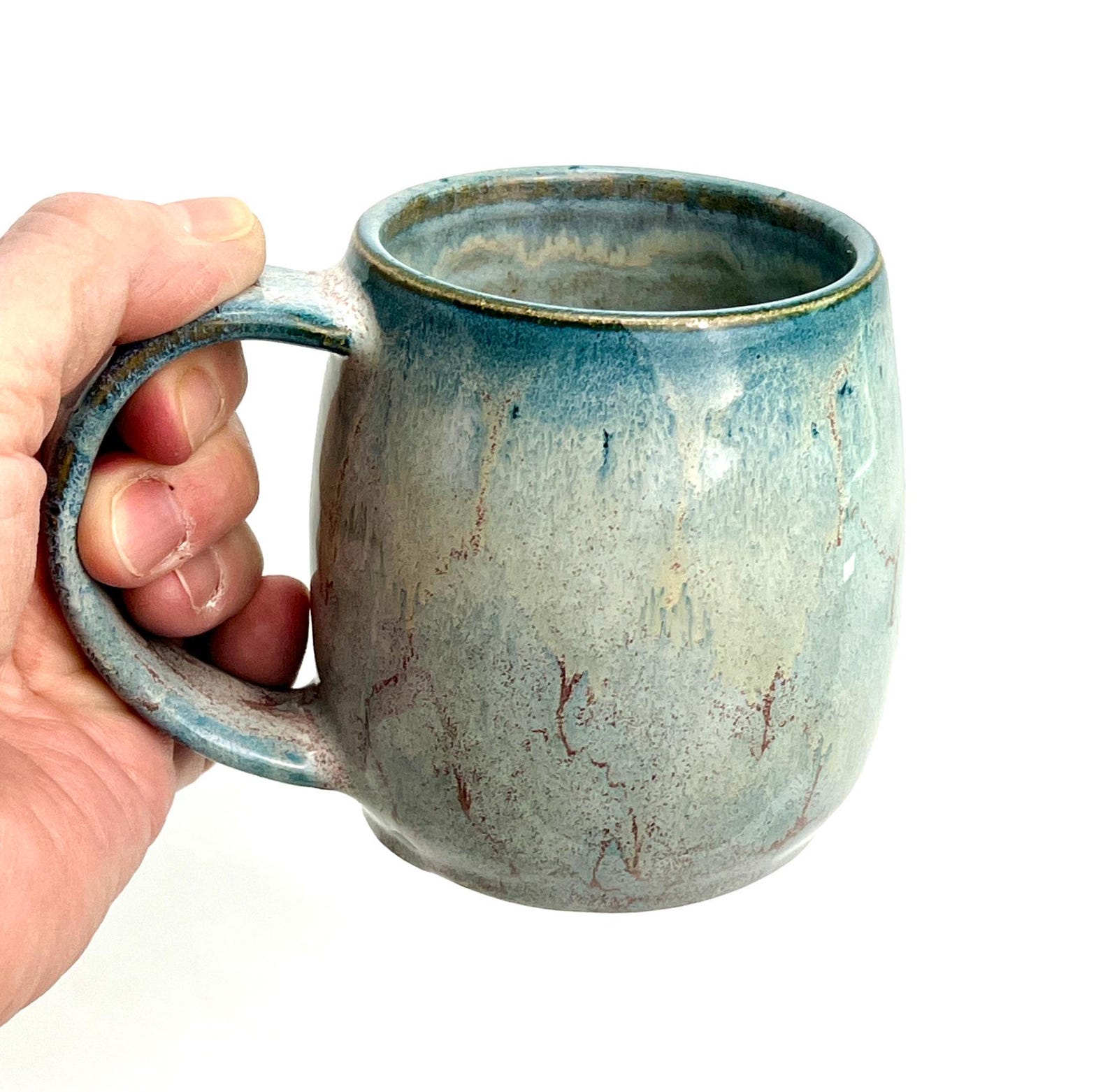 Handcrafted Stoneware Mug, Dragon Scales, Blue Green Design, Pottery ...