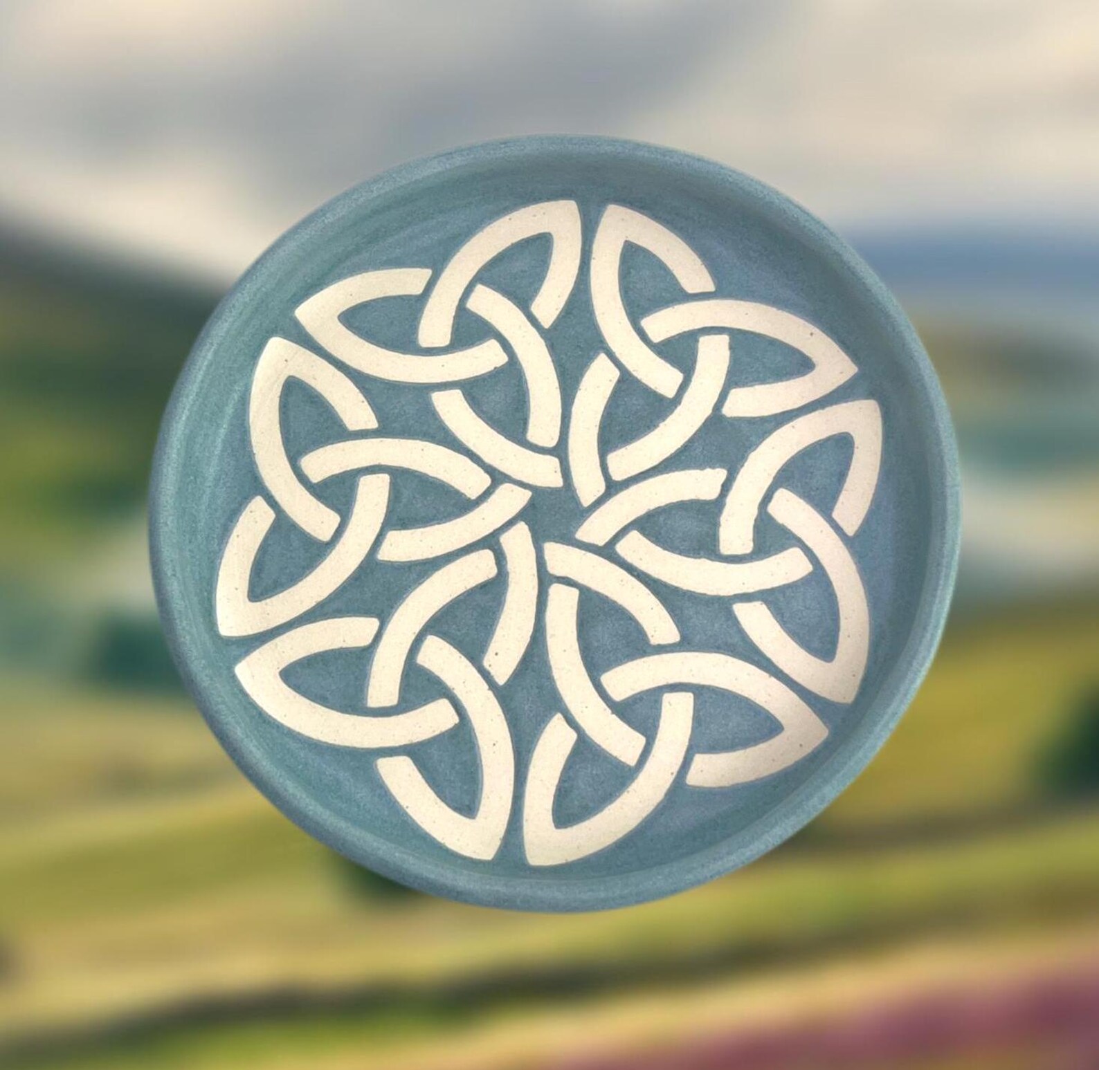 Celtic Knot Stoneware Plate, Handmade Decorative Ceramic Dish for Home ...