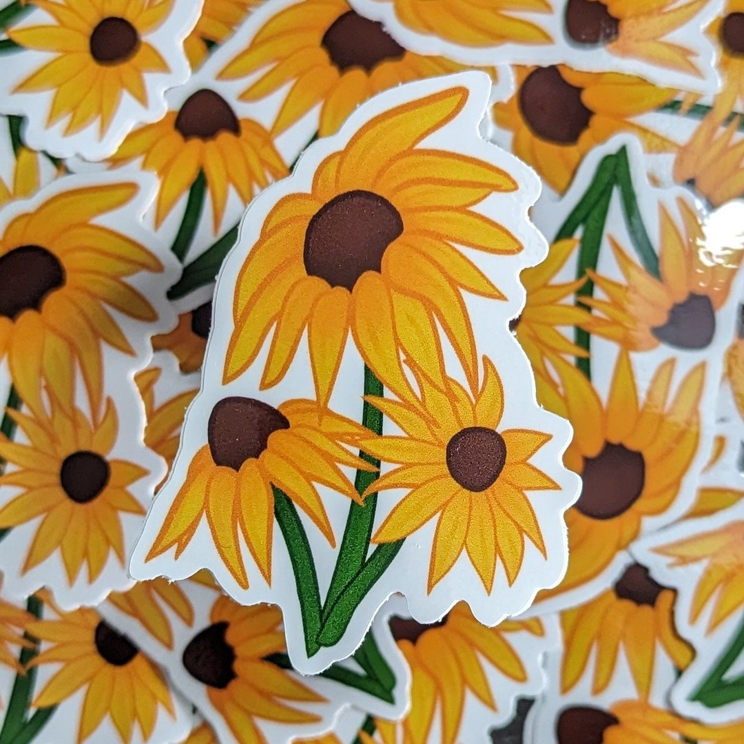 GLOSSY STICKER: Black Eyed Susan, Flower Stickers, Cottagecore ...