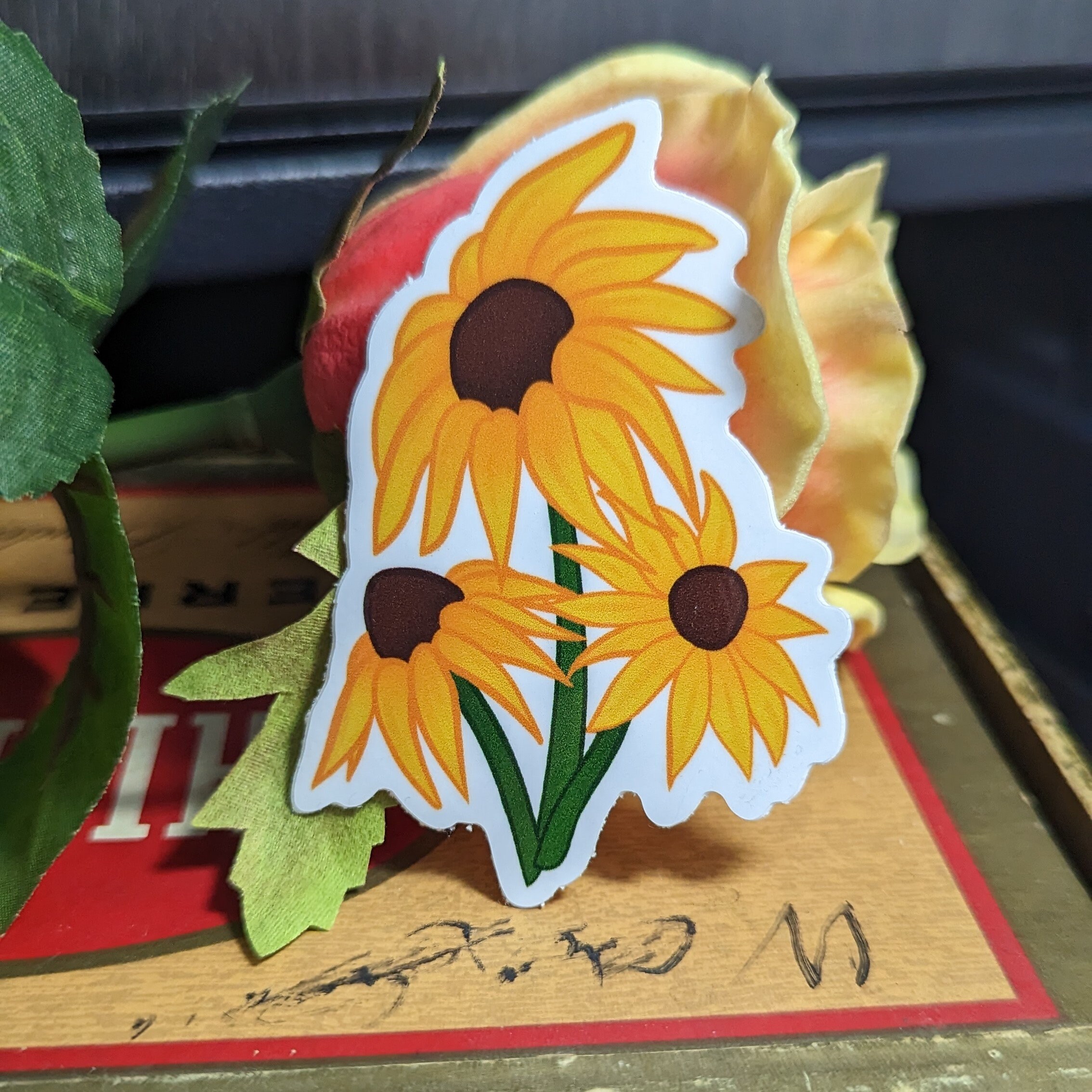 GLOSSY STICKER: Black Eyed Susan, Flower Stickers, Cottagecore ...