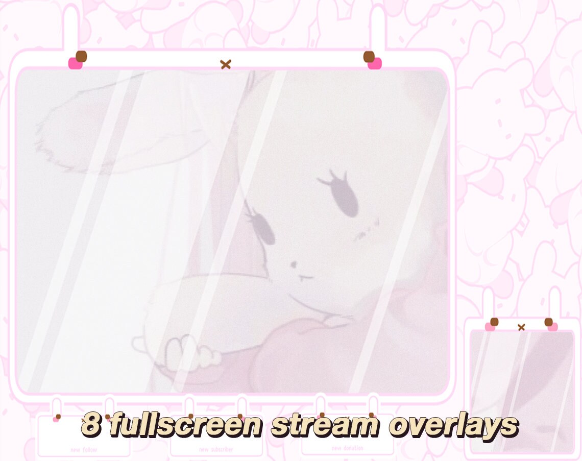 8 Full Screen Stream Overlays Baby Pink Bunny Twitch - Etsy UK