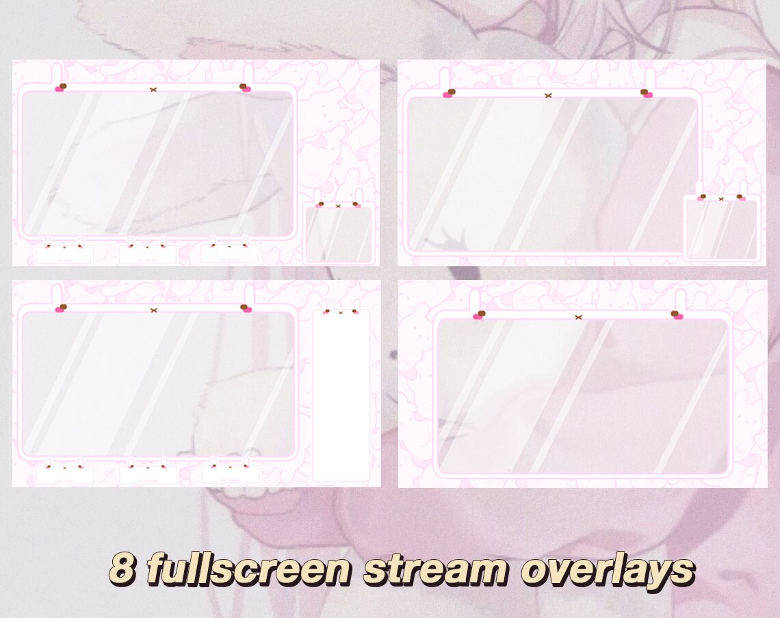 8 Full Screen Stream Overlays Baby Pink Bunny Twitch - Etsy UK