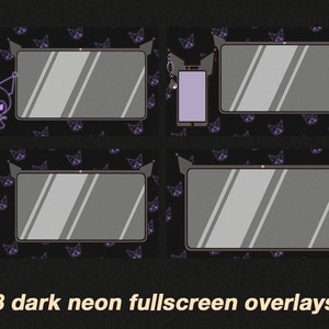 8 Dark Neon Bunny Full Stream Overlays Twitch * Kawaii * Streamer ...