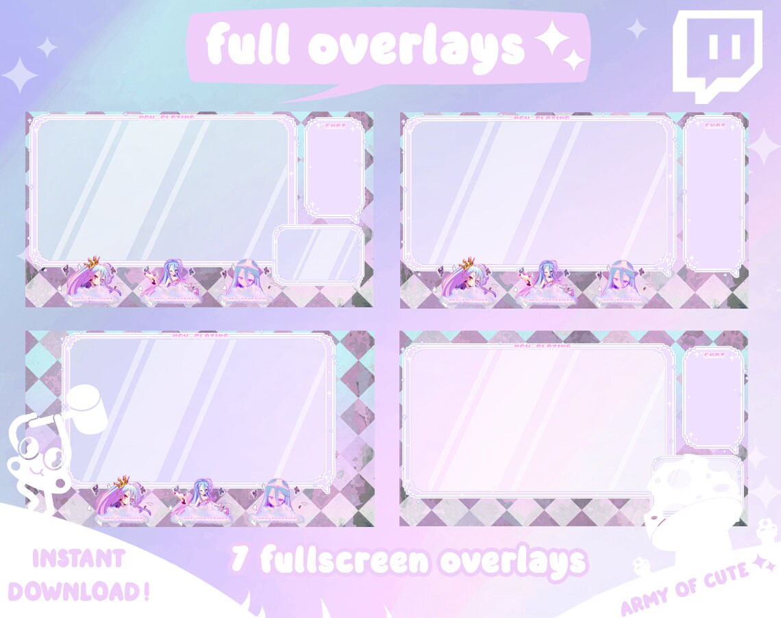 7 No Game No Life overlays Shiro Package Twitch Lofi - Etsy