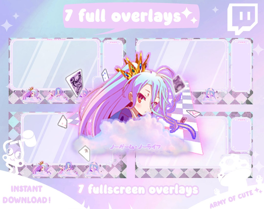 7 「 No Game No Life 」overlays Shiro Package Twitch * Lofi * Shiro ...