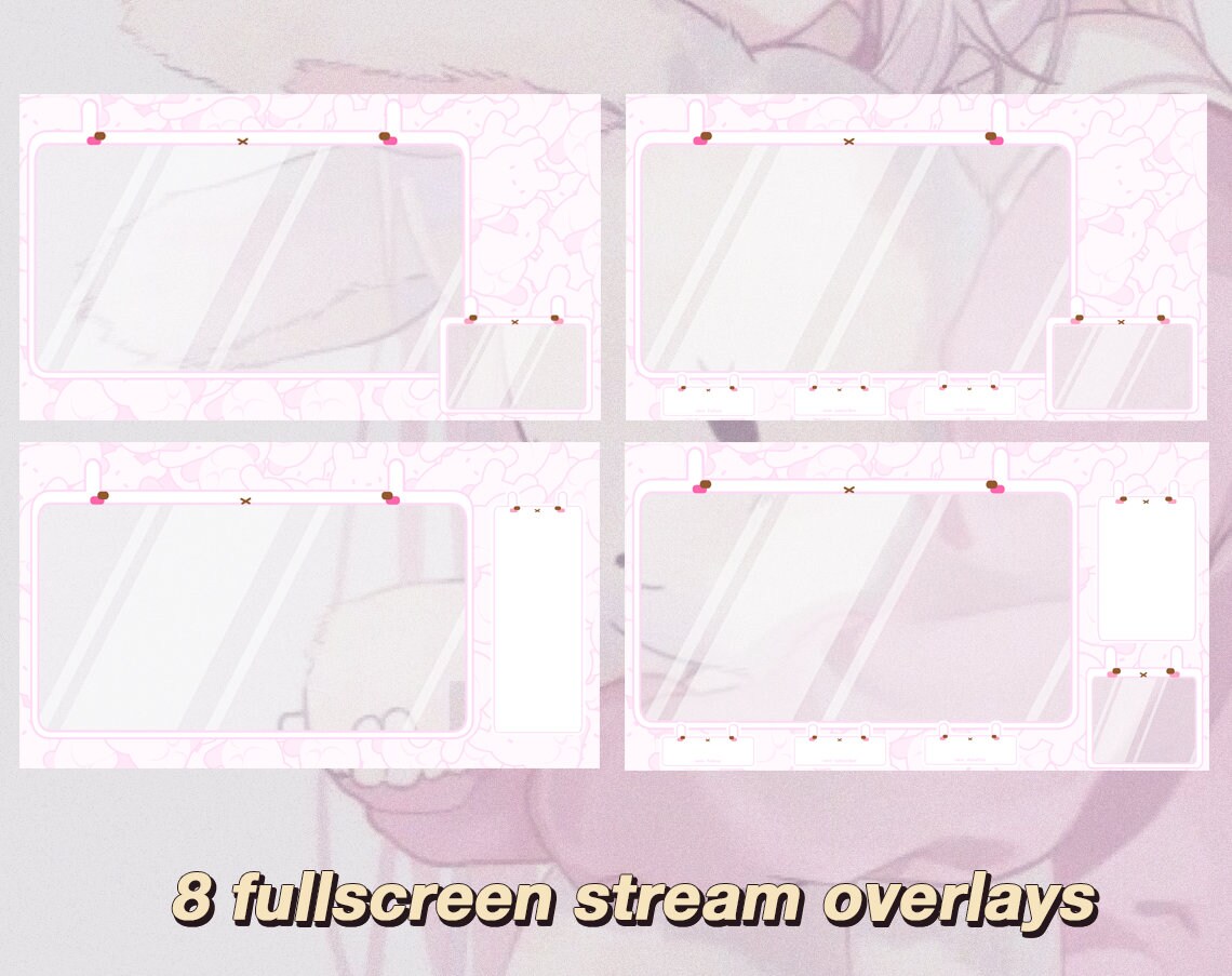 8 Full Screen Stream Overlays Baby Pink Bunny Twitch - Etsy UK