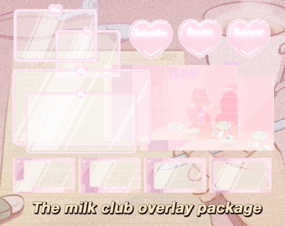 Tʜᴇ ᴍɪʟᴋ ᴄʟᴜʙ Overlay Package Twitch Kawaii Streamer - Etsy Canada