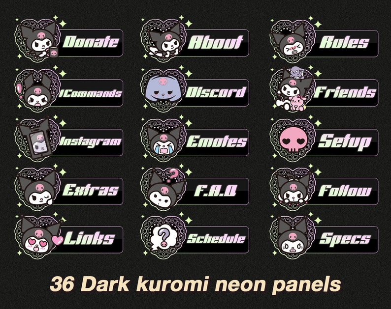 36 Dark Neon Y2k Twitch Panels Info Box Package Stream - Etsy Norway