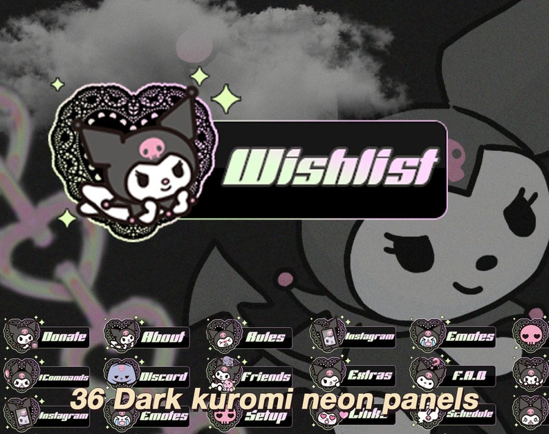 36 Dark Neon Y2k Twitch Panels Info Box Package Stream - Etsy Norway