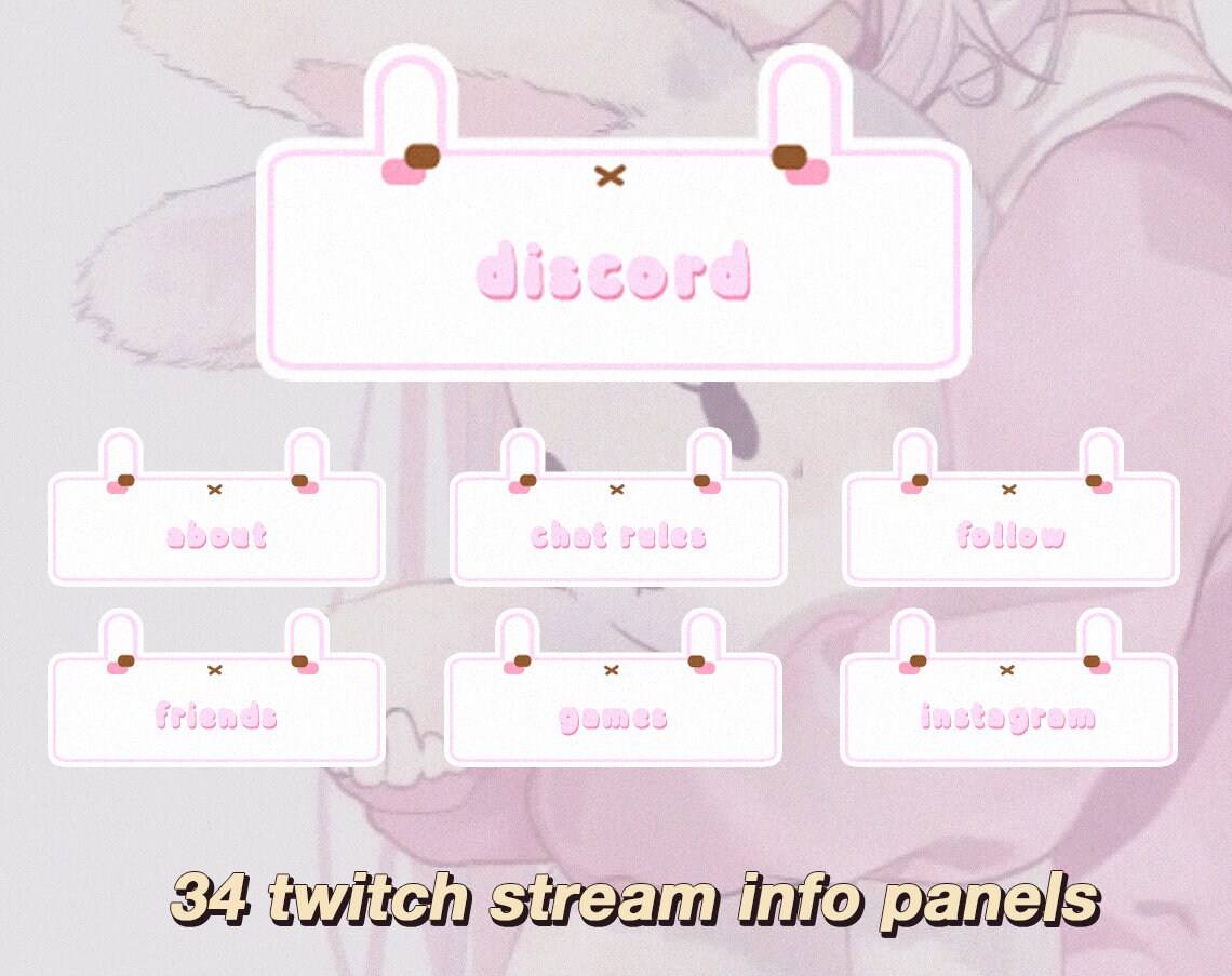 34 Panels Stream Baby Pink Bunny Twitch Rabbit - Etsy
