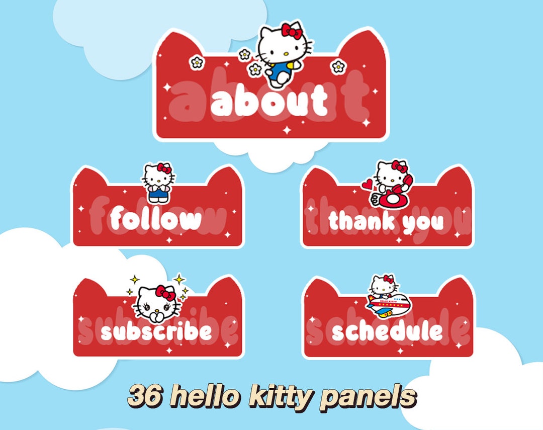 36 Hello Kitten Twitch Panels ~ Info Box Package * Stream * Aesthetic ...