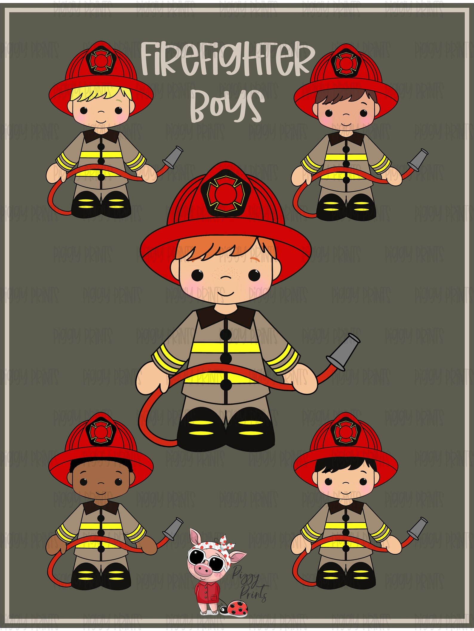 Firefighter Clip Art/graphics/instant Digital | Etsy