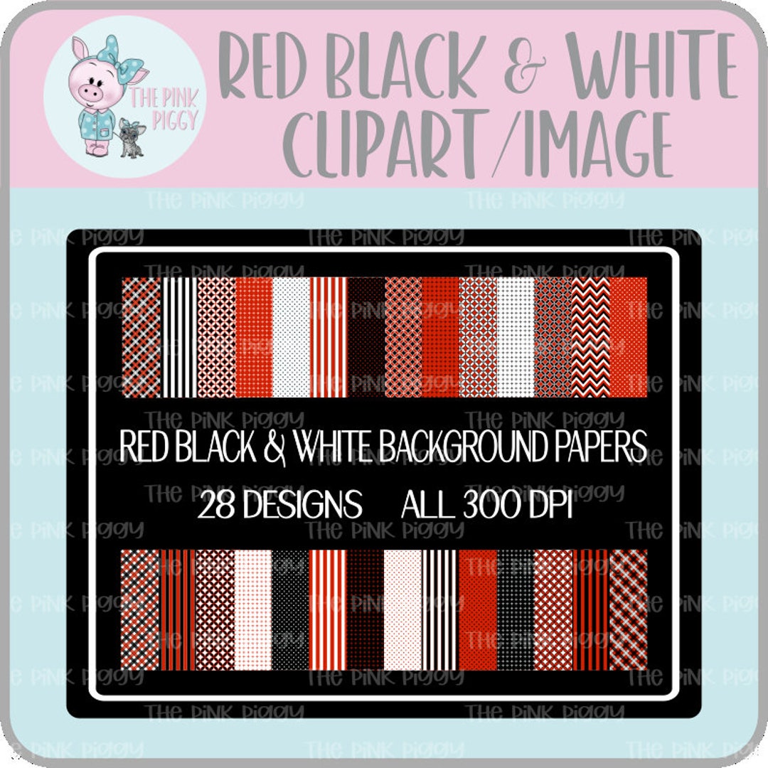 Red Black & White Background Papers Clipart/image/digital Instant ...