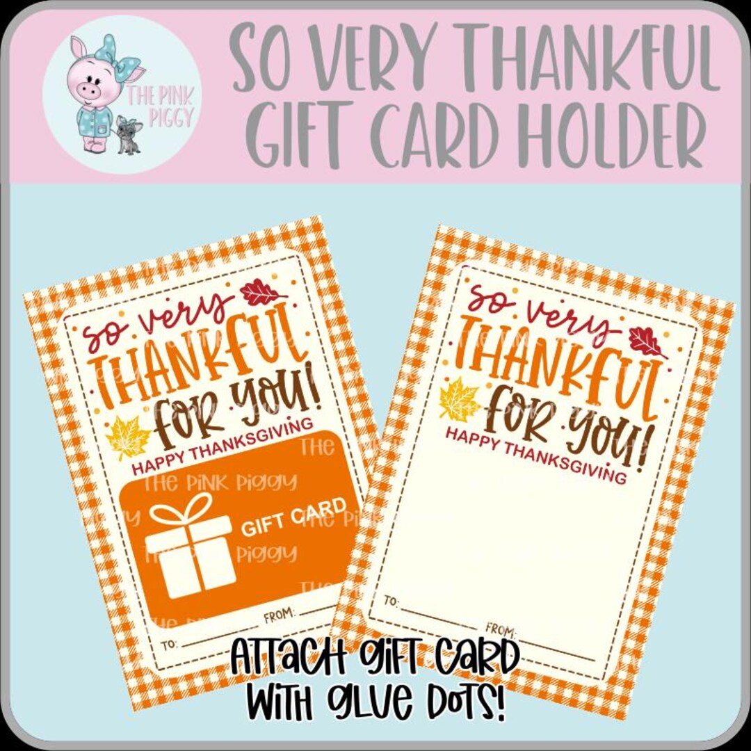 Printable Thankful for You Gift Card Holder - Teacher - Employee ...