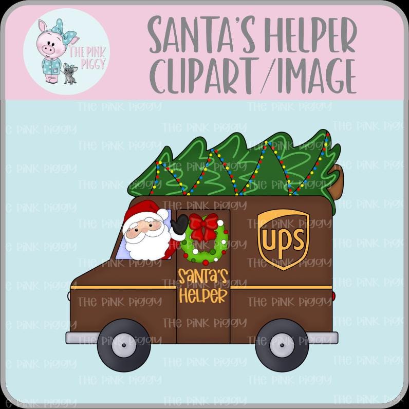 Santa's Helper UPS Christmas Delivery Truck Clipart/image - Etsy