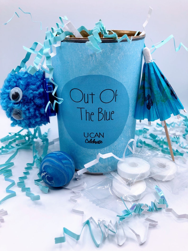 Out of the Blue Themed Gift in a CAN - Unique & Fun Celebration Present ...