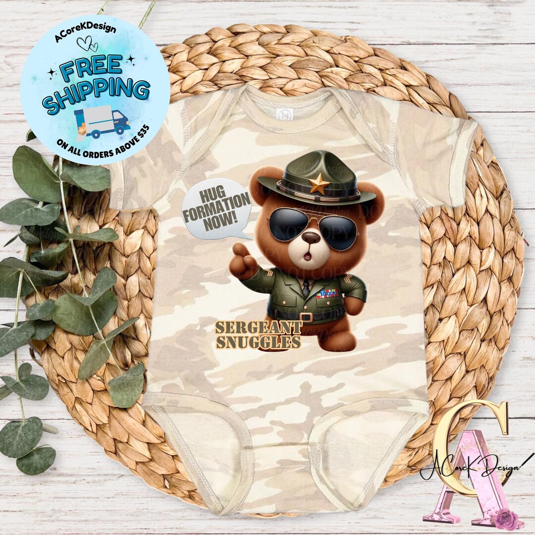 Sergeant Snuggles, Baby Onesie, Kids Shirts, Funny Baby Shower Gift ...