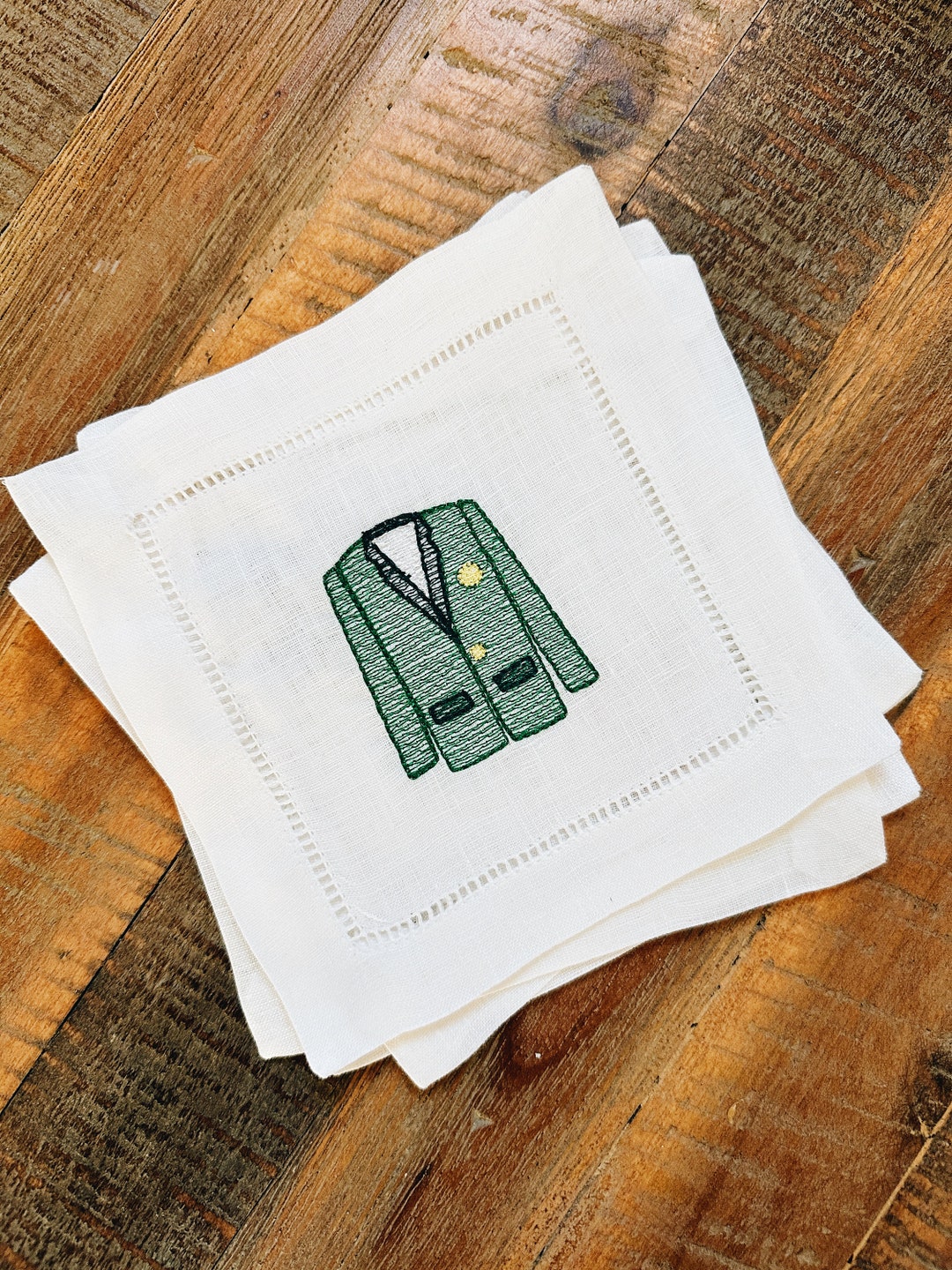 Golf Tournament Green Jacket Linen Cocktail Napkins - Etsy